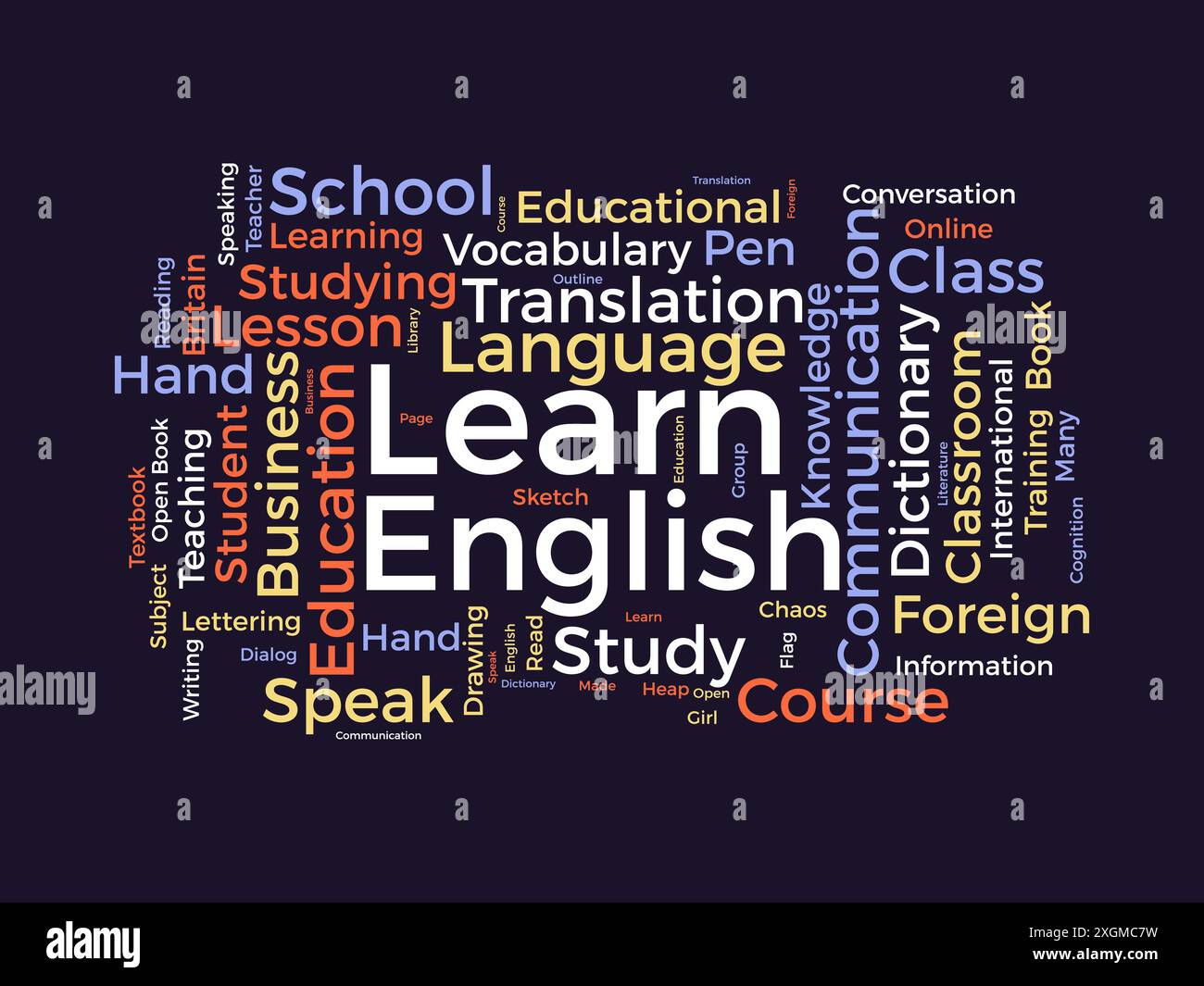 Learn English wordcloud template. Education concept vector background ...