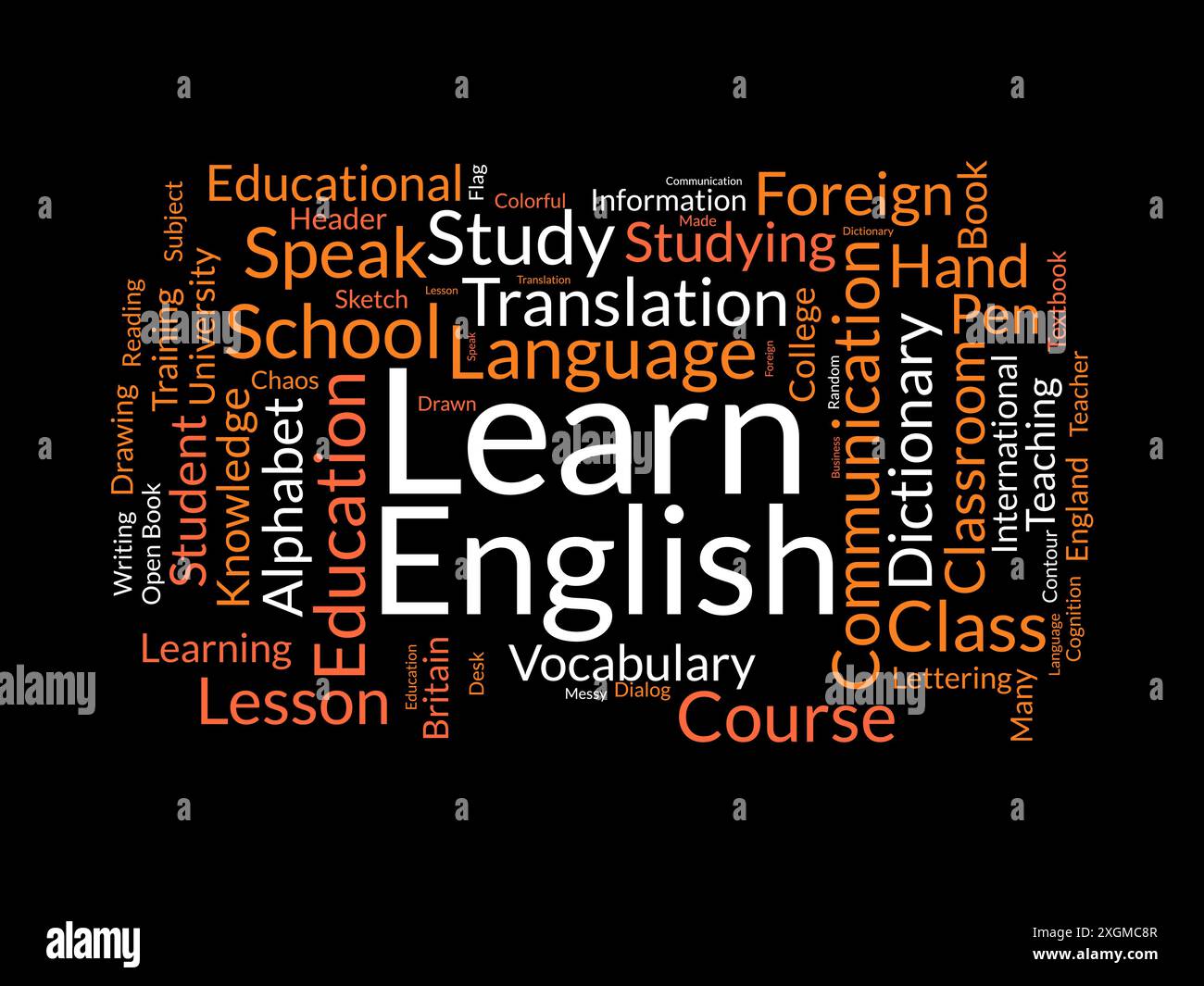 Learn English wordcloud template. Education concept vector background ...