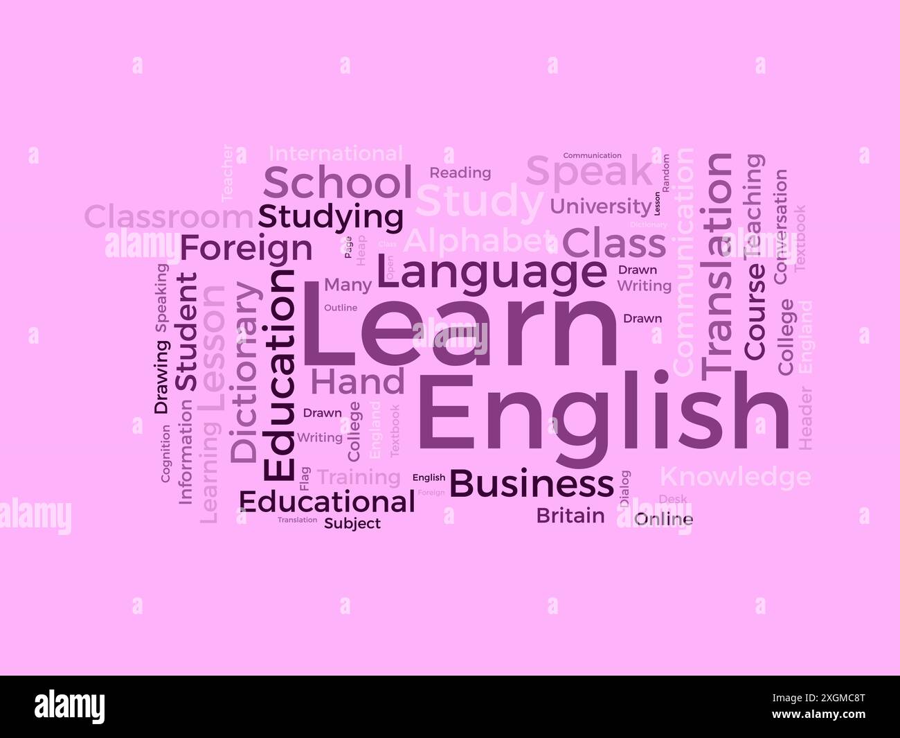 Learn English wordcloud template. Education concept vector background ...