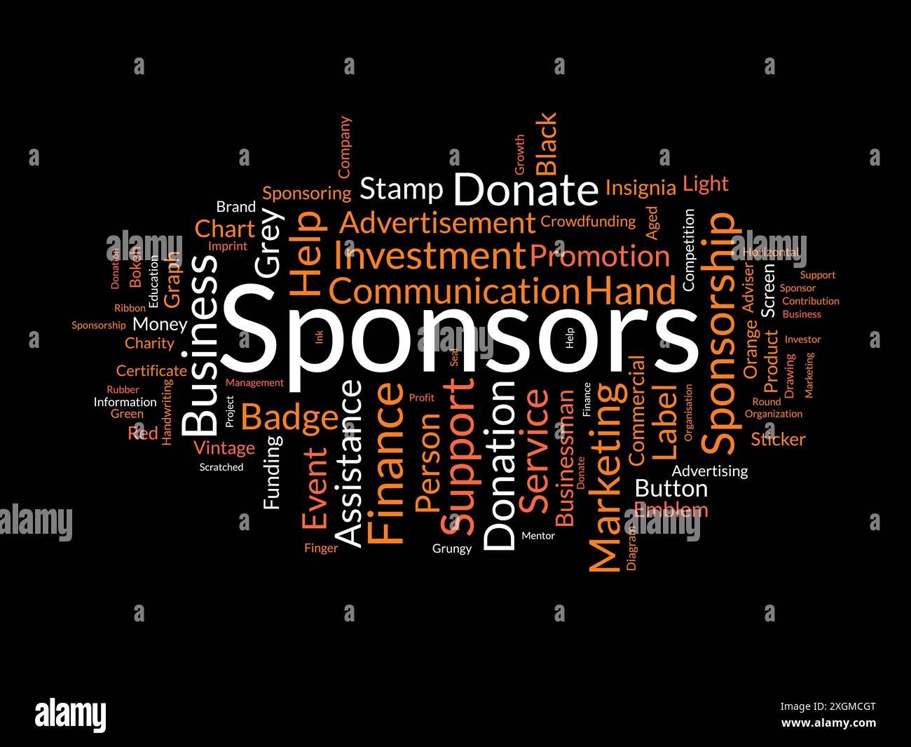 Sponsors wordcloud template. Advertisement concept vector background ...
