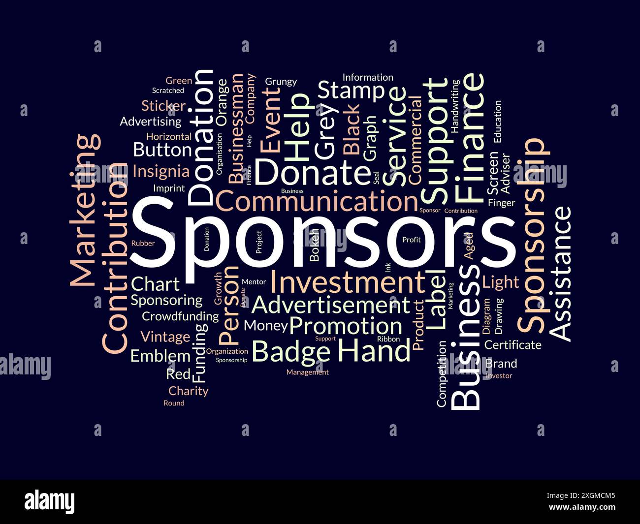 Sponsors wordcloud template. Advertisement concept vector background ...