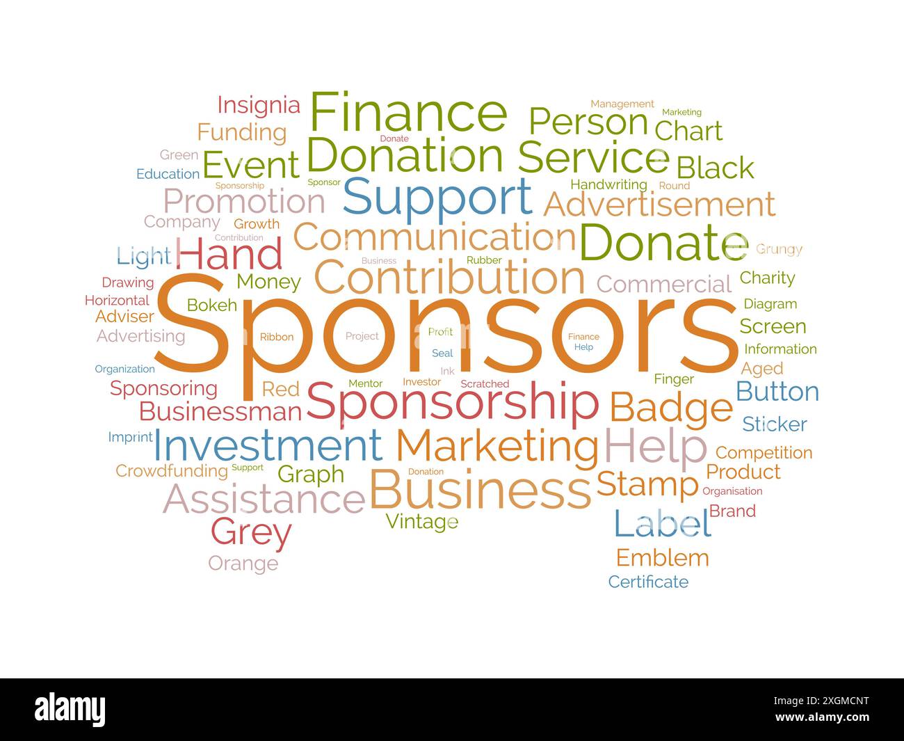 Sponsors wordcloud template. Advertisement concept vector background ...