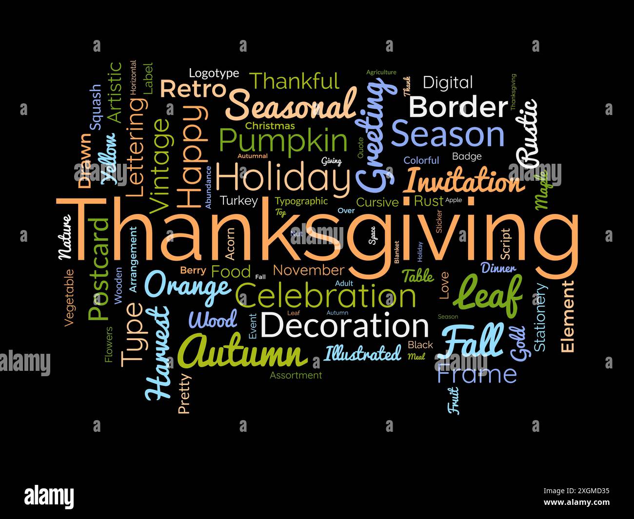 Thanksgiving wordcloud template. Festival concept vector background ...