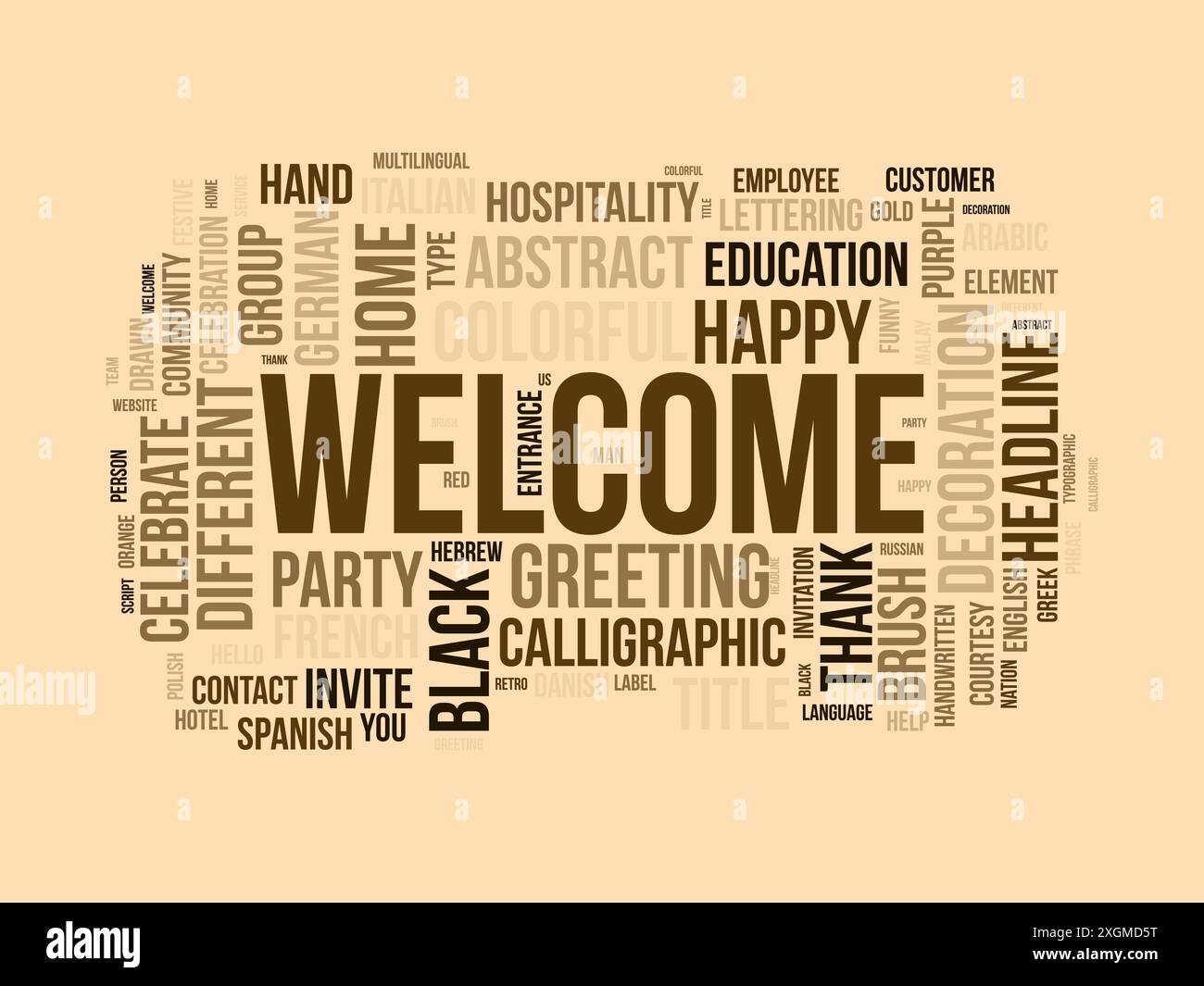 Welcome wordcloud template. Greeting concept vector background Stock ...