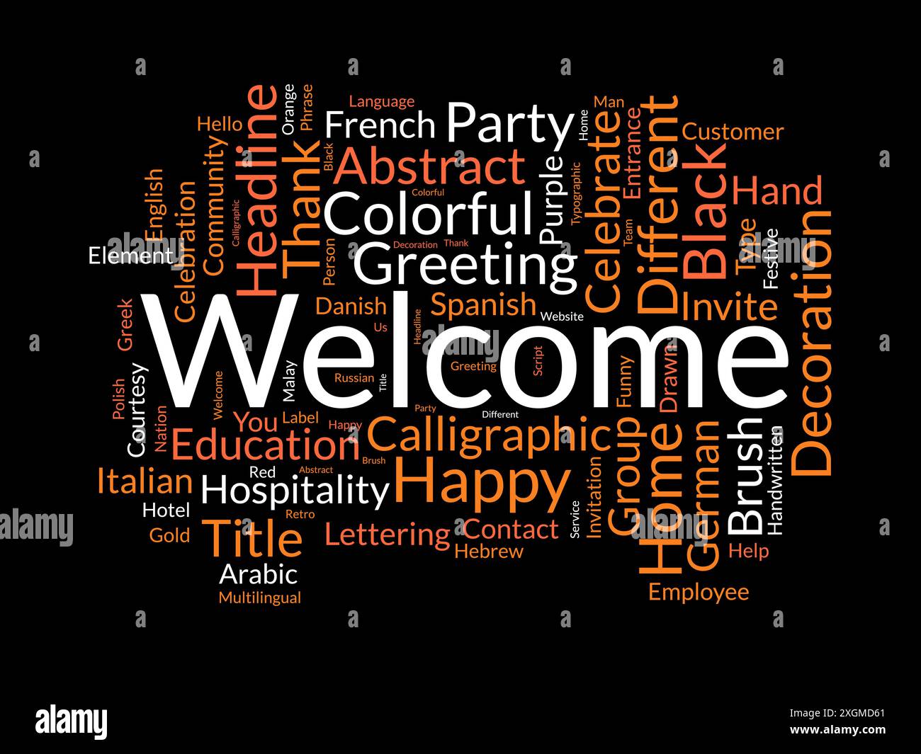 Welcome wordcloud template. Greeting concept vector background Stock ...