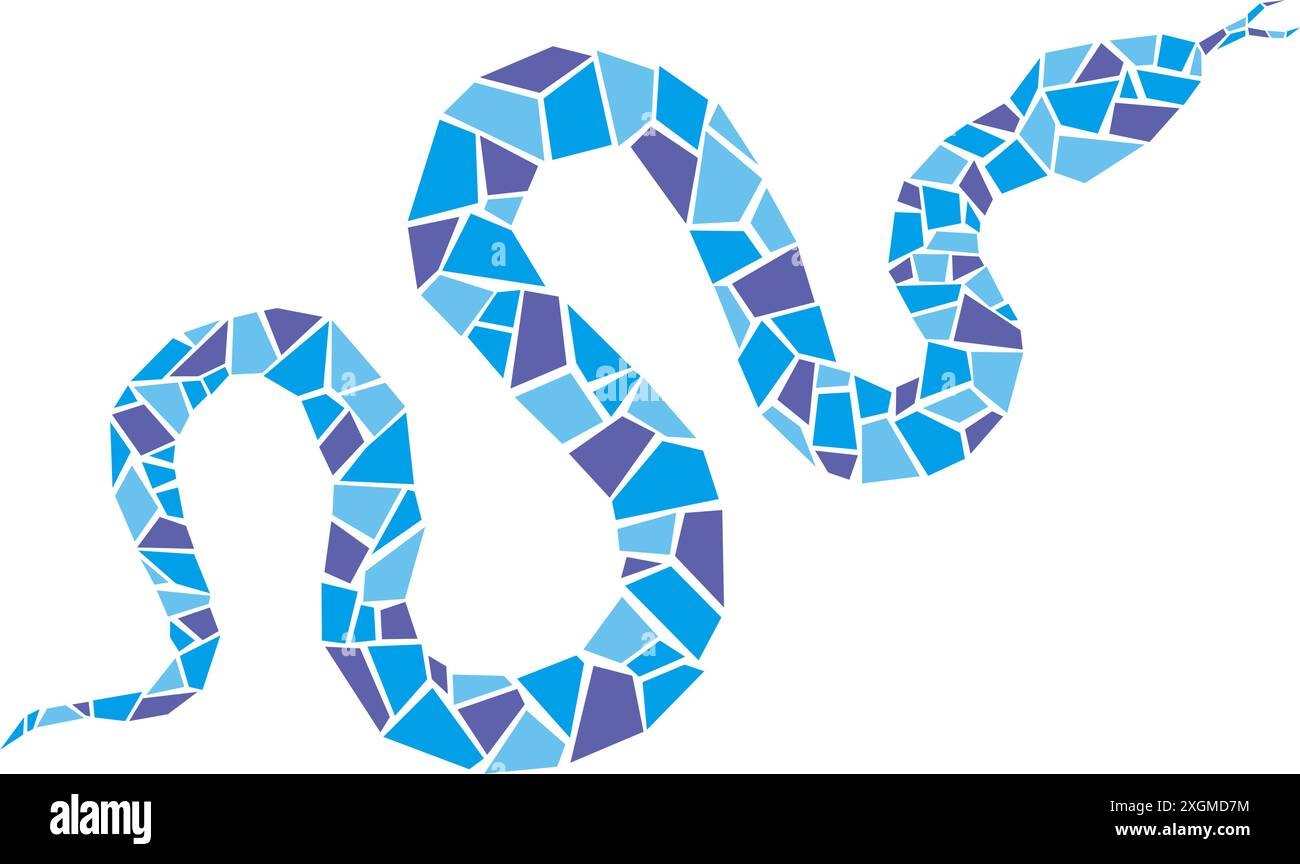 Vector Blue Mosaic Snake Illustration Isolated On A White Background ...