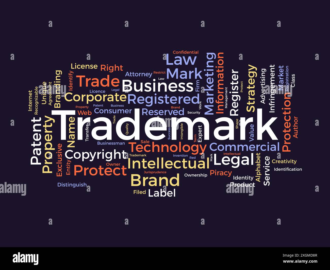Trademark wordcloud template. Business rights concept vector background ...
