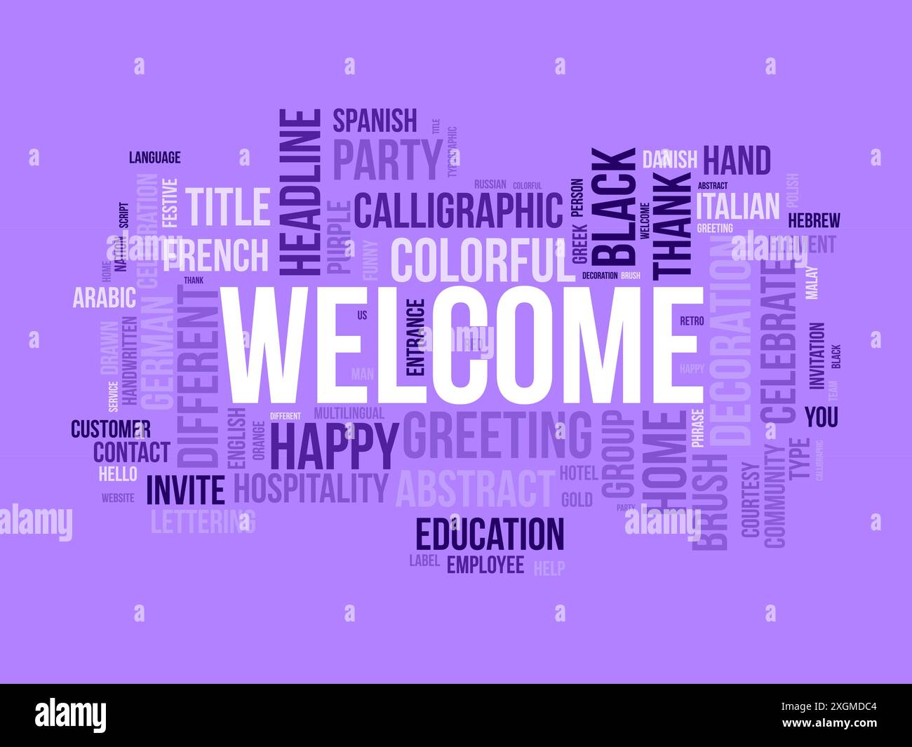 Welcome wordcloud template. Greeting concept vector background Stock ...