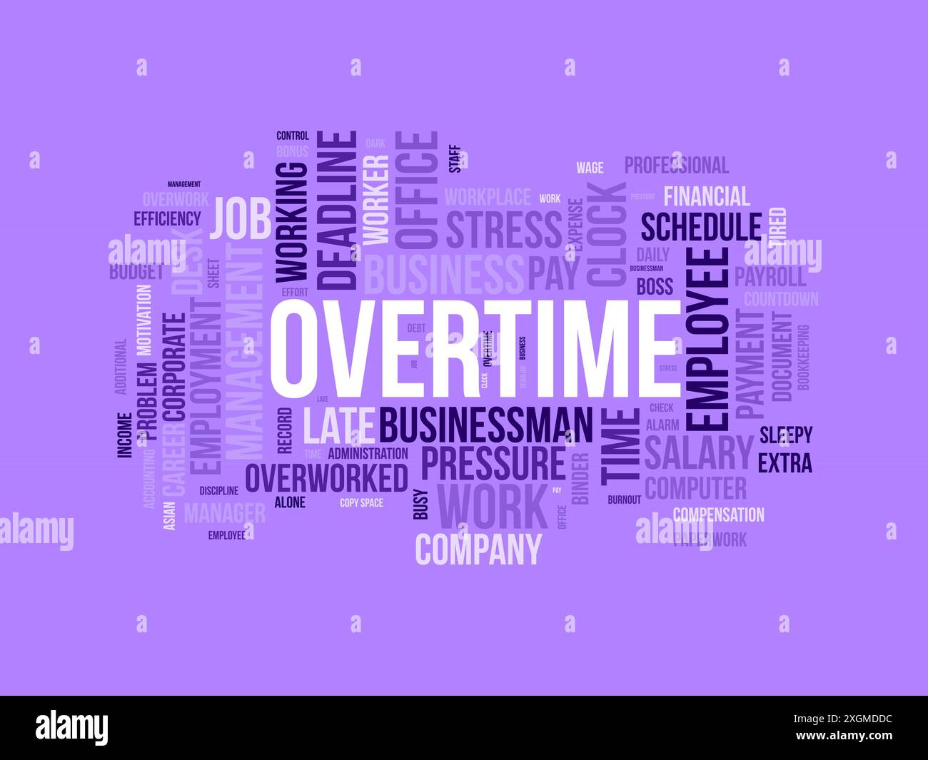 Overtime wordcloud template. Business concept vector background Stock ...