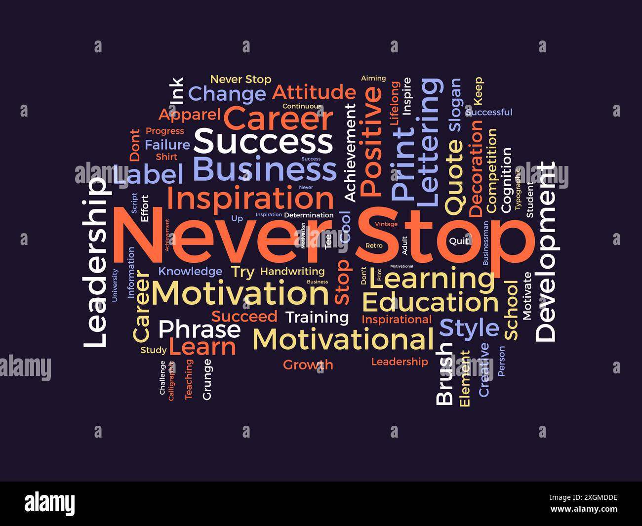 Never Stop wordcloud template. Business concept vector background Stock ...