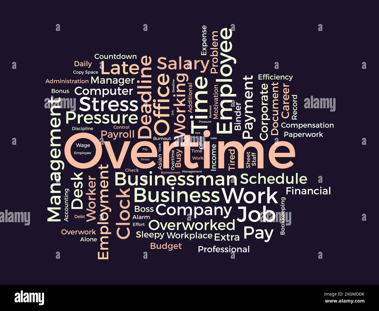 Overtime wordcloud template. Business concept vector background Stock ...