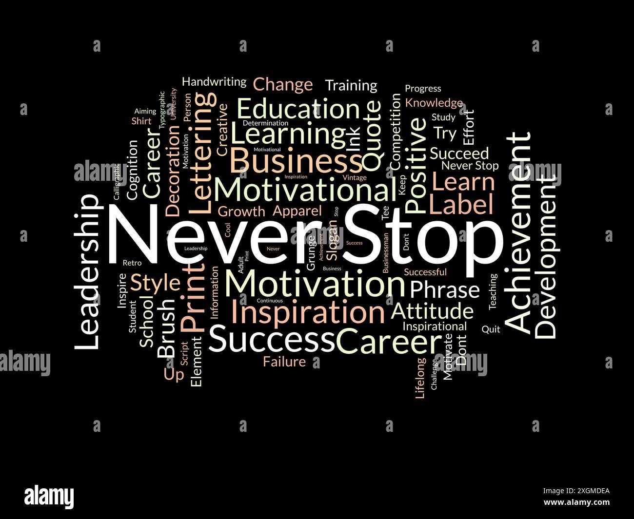 Never Stop wordcloud template. Business concept vector background Stock ...
