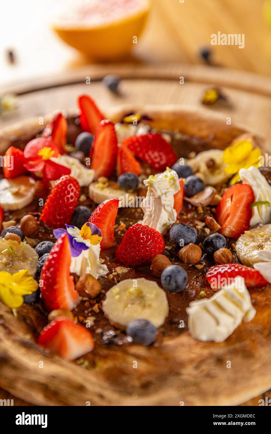 Strawberries bananas whipped cream hi-res stock photography and images ...