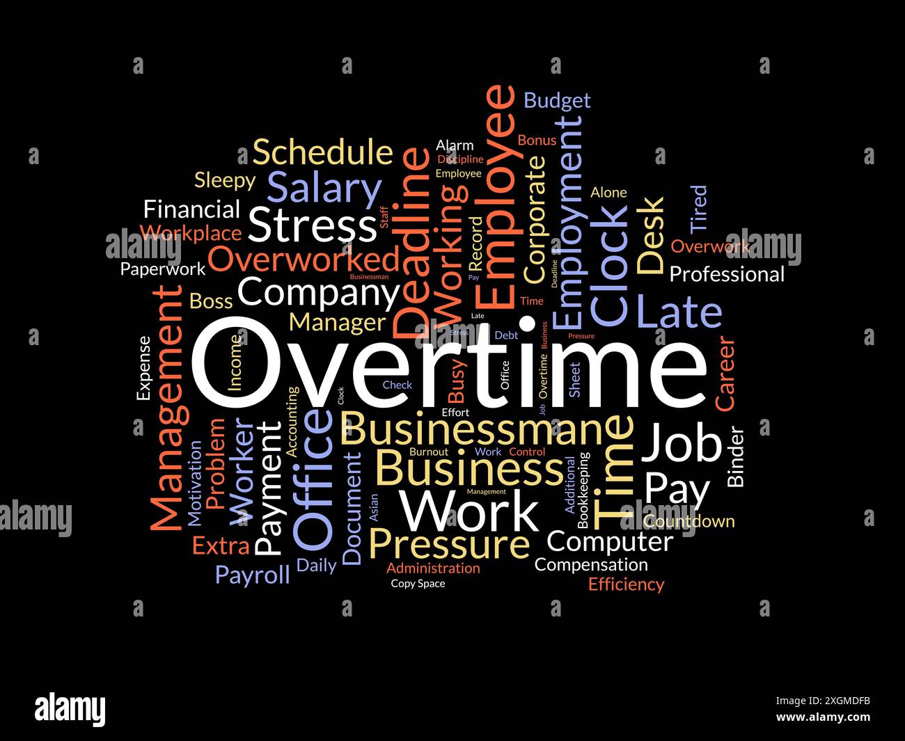 Overtime wordcloud template. Business concept vector background Stock ...