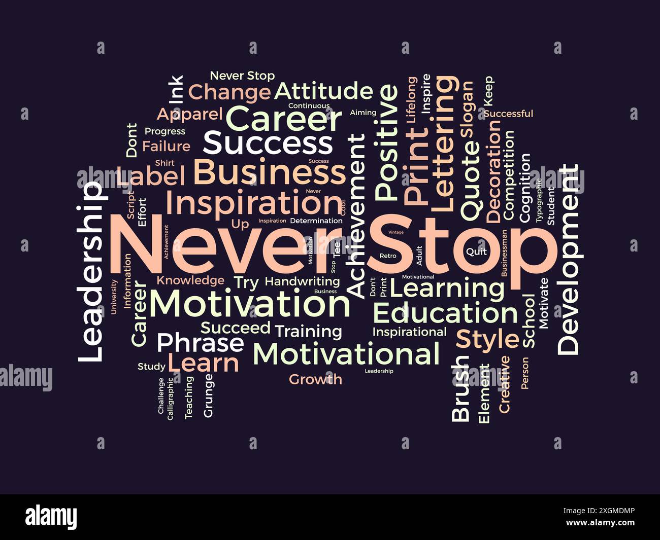 Never Stop wordcloud template. Business concept vector background Stock ...