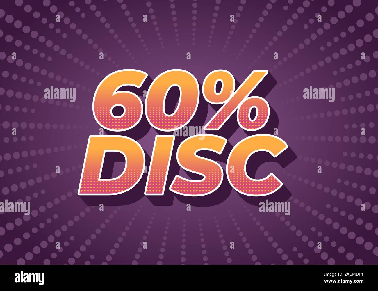 60 percent discount. Text effect design in 3D style with good colors ...