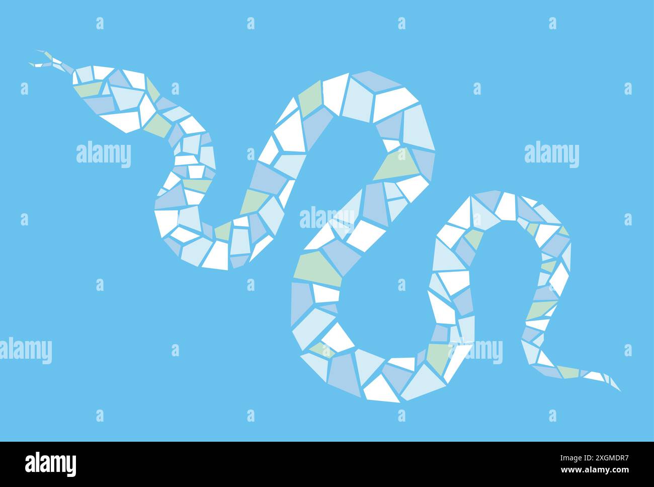 Vector Mosaic Snake Illustration Isolated On A Blue Background. The ...