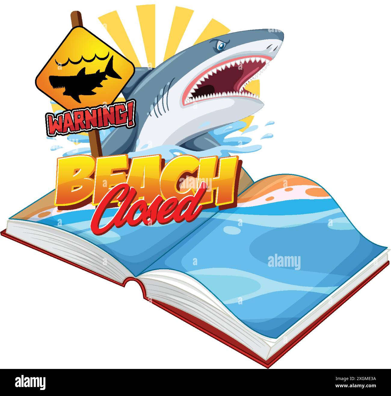 Shark warning sign with open book Stock Vector Image & Art - Alamy