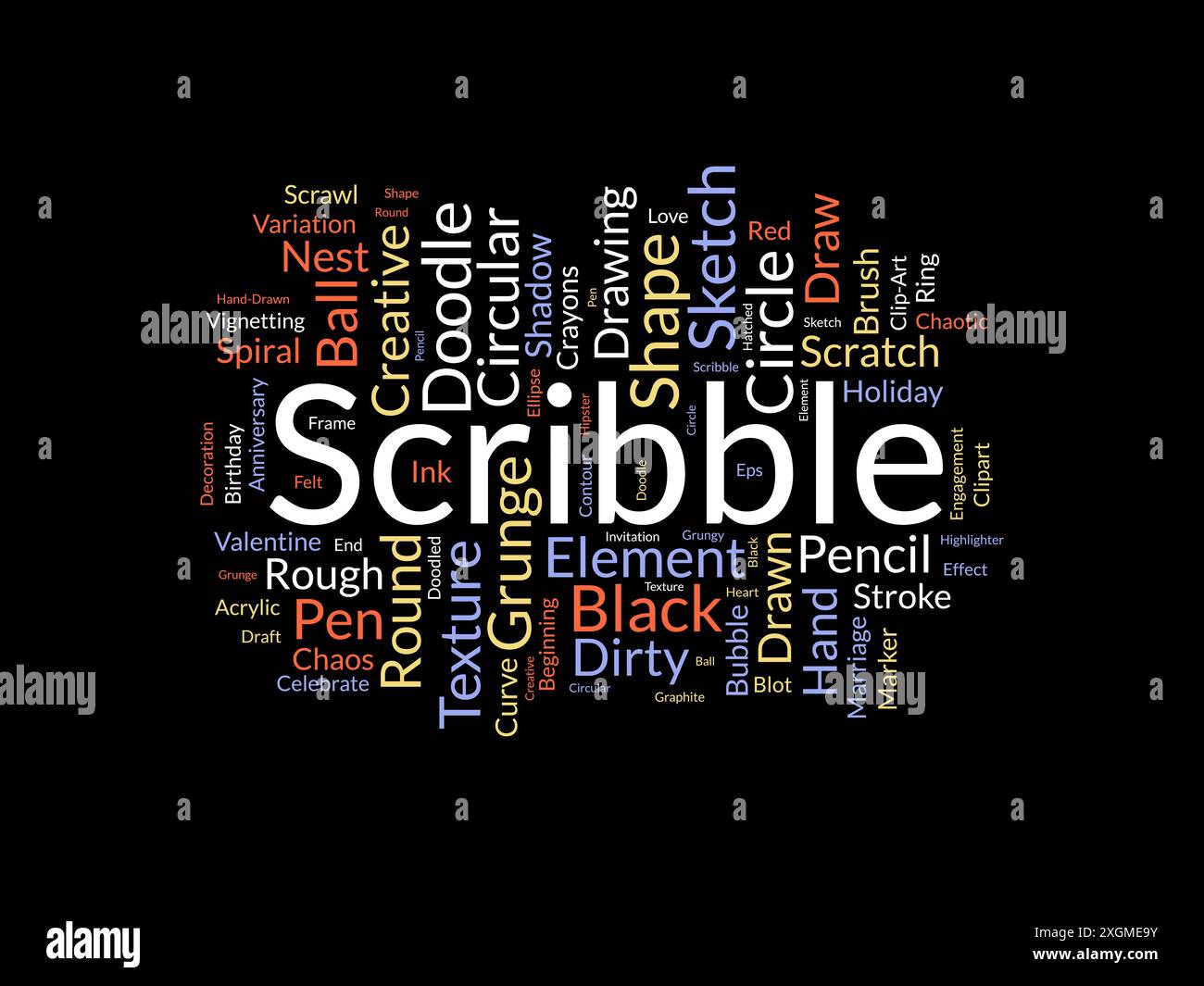 Scribble word cloud template. Art concept vector background Stock ...