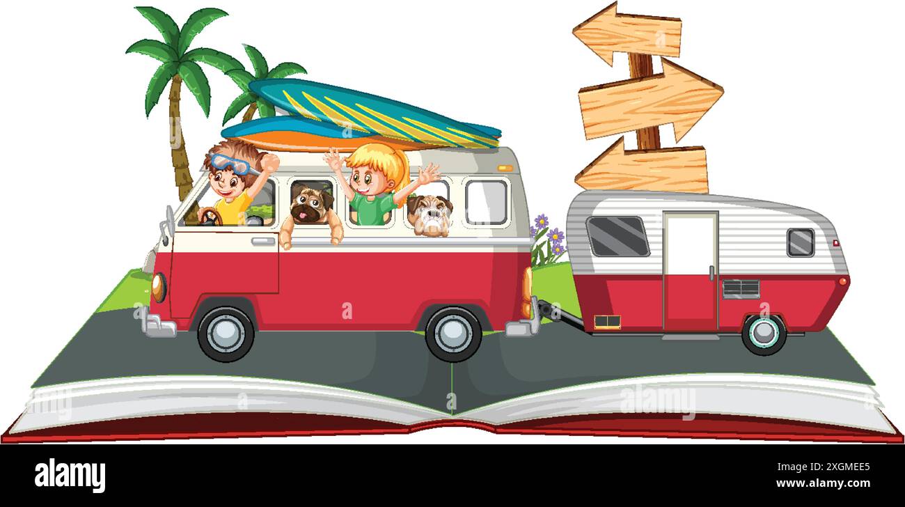 Rv camper scenic camping in Stock Vector Images - Alamy