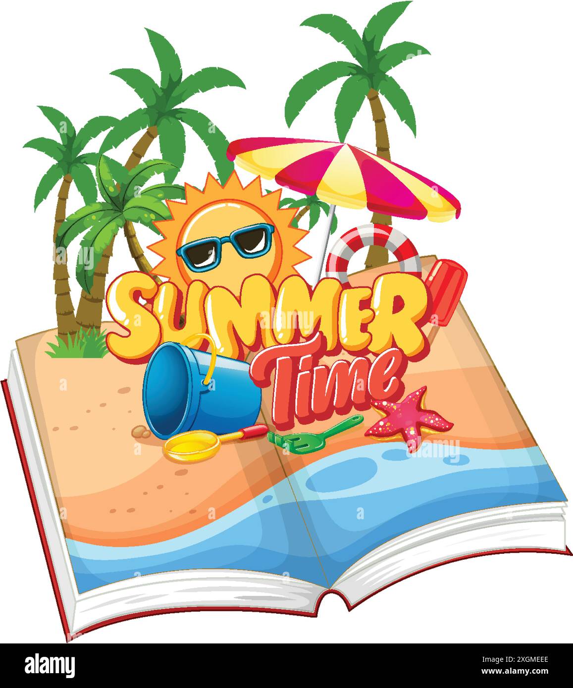 Book beach scene illustration Stock Vector Images - Alamy