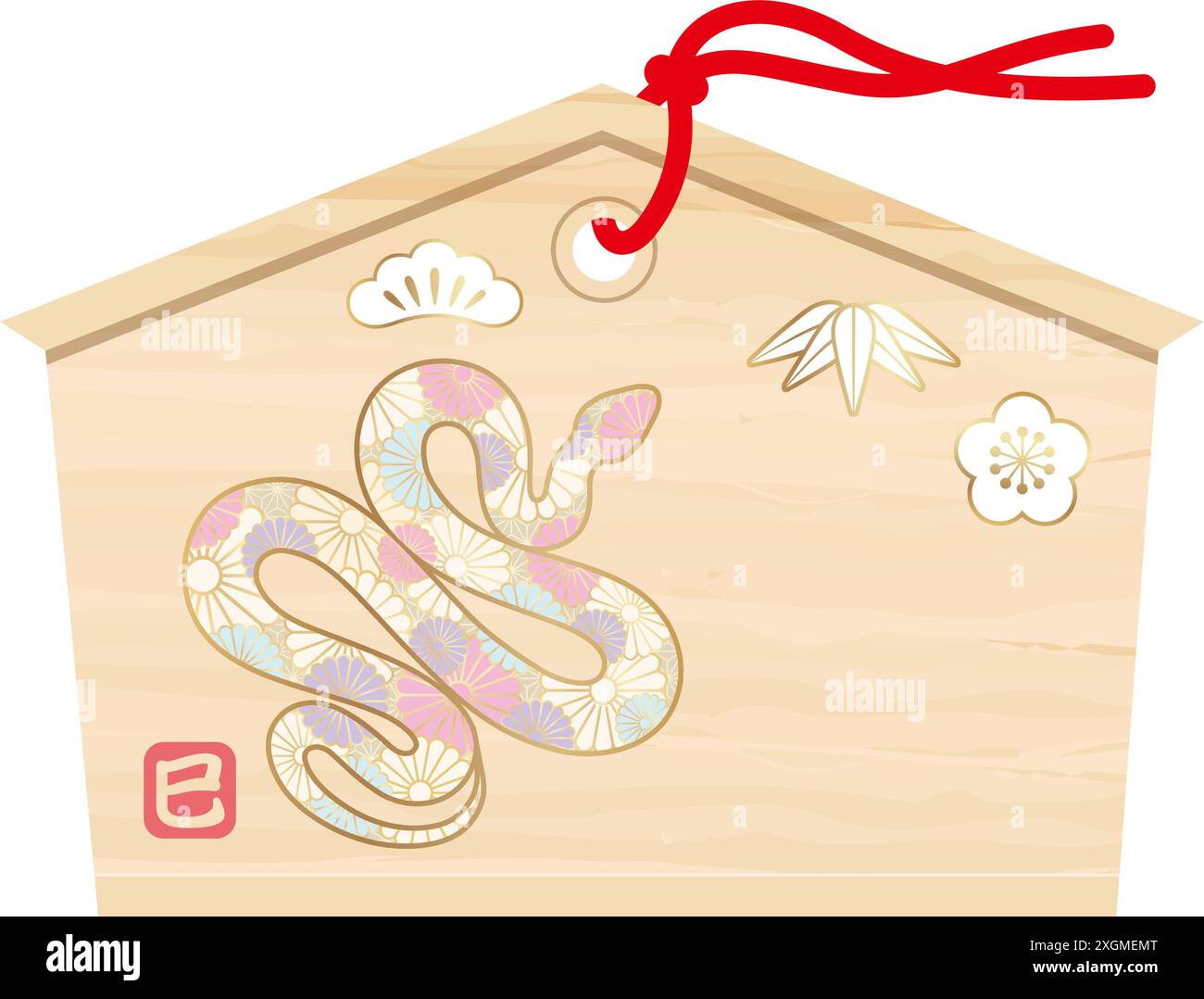 Vector Japanese Votive Picture Tablet With The Year Of The Snake Symbol ...