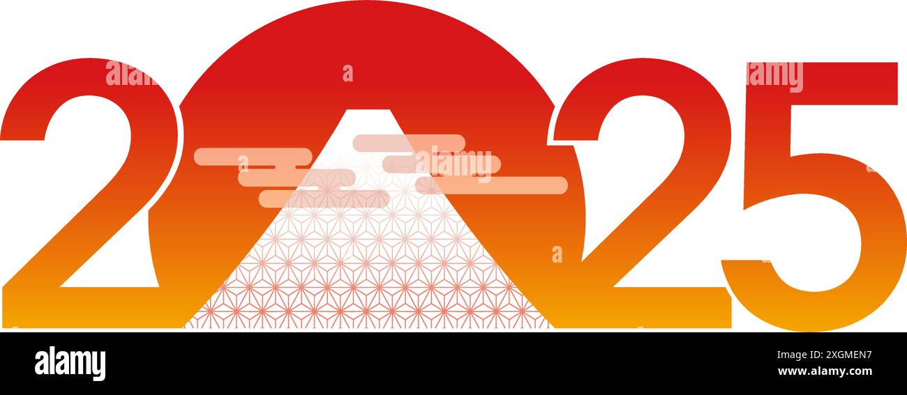 The Year 2025 New Year’s Greeting Symbol With Mt. Fuji At The First ...