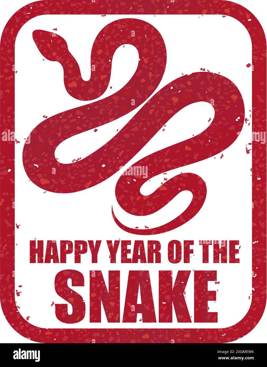 Year Of The Snake New Year Greeting Stamp. Vector Illustration Isolated ...