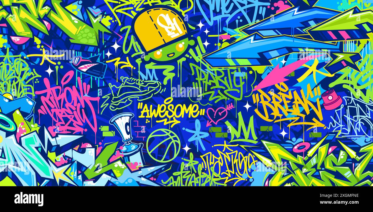 Modern Abstract Hip Hop Urban Street Art Graffiti Style Vector ...