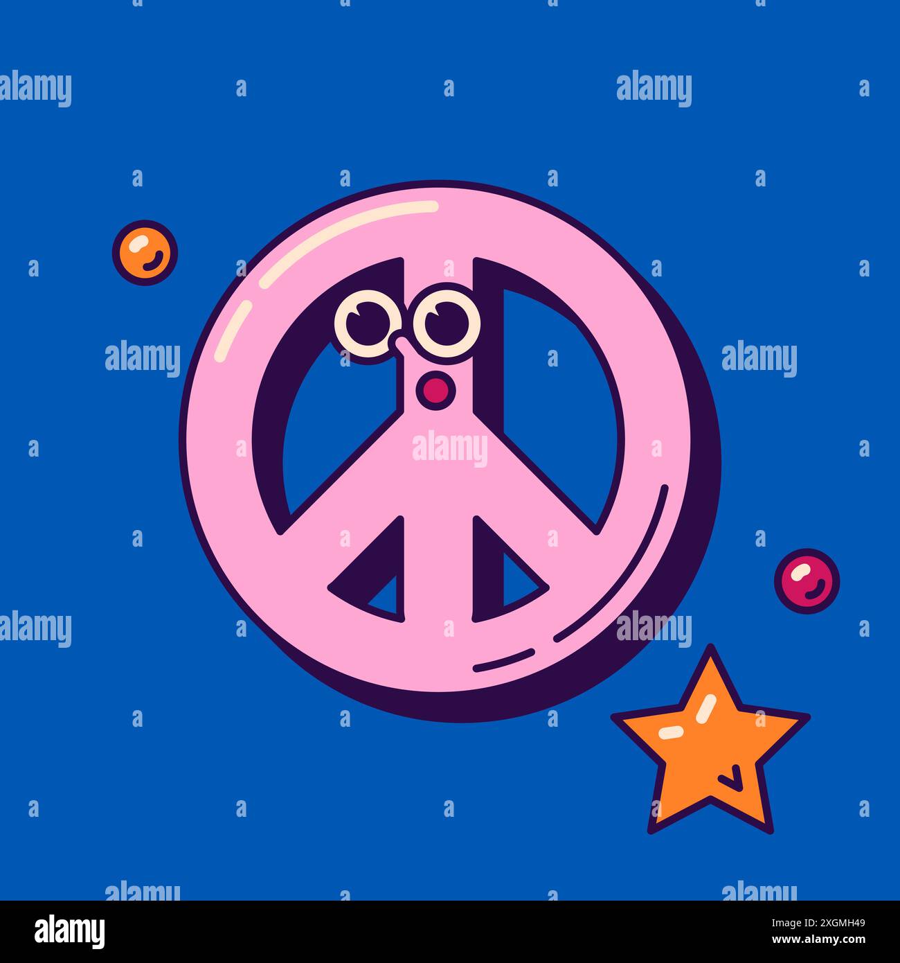Surreal groovy pacific peace symbol on blue background Stock Vector ...