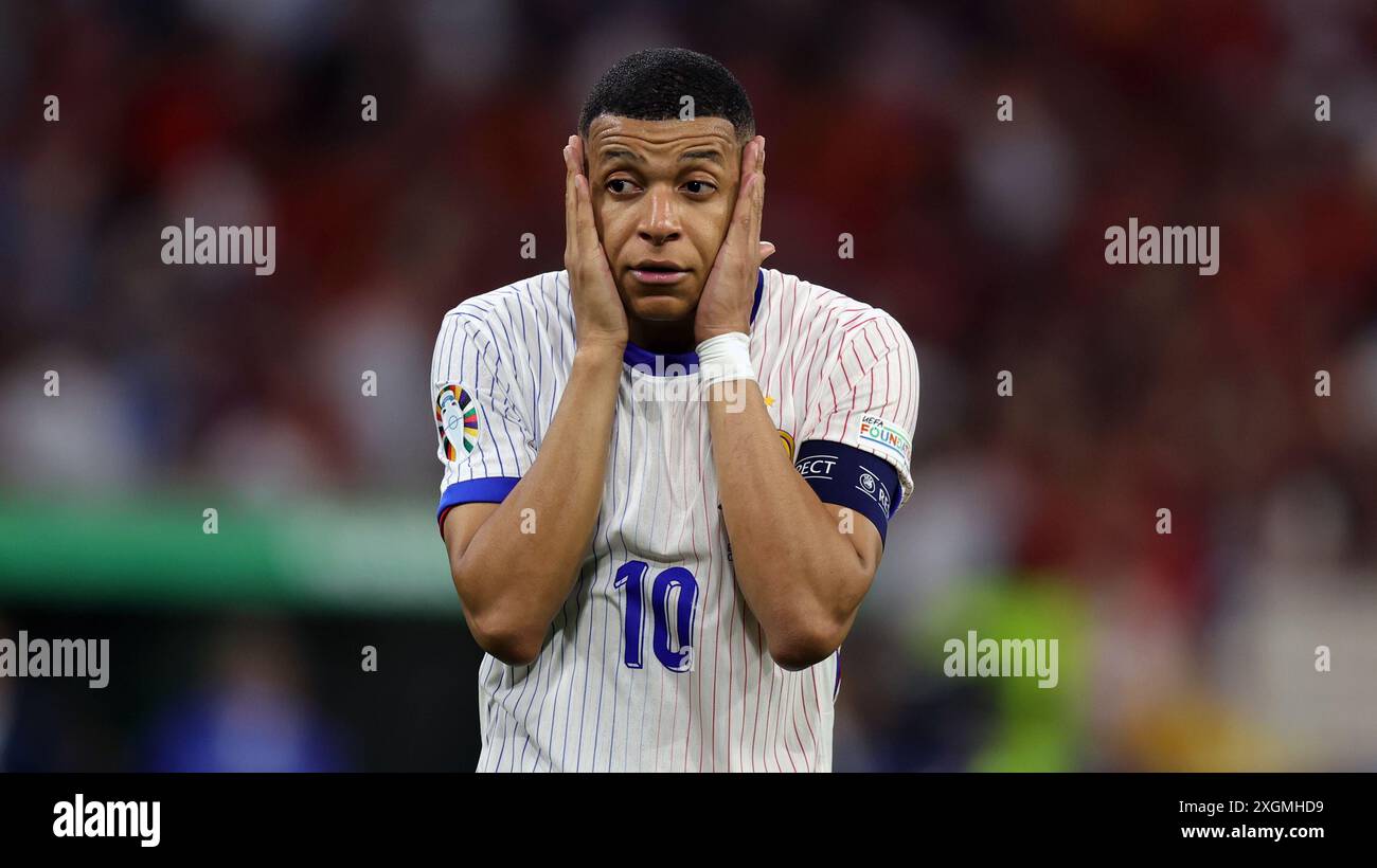 MUNICH, GERMANY - JULY 09: Kylian Mbappe of France disappointed after ...