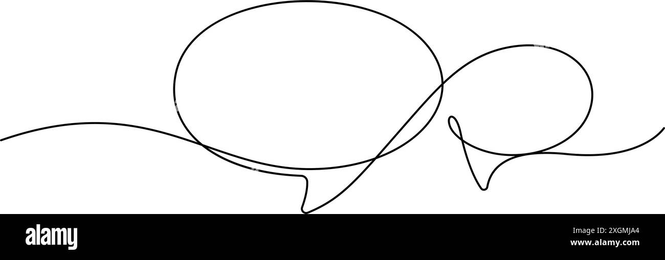 online chat message continuous line drawing. speech bubble minimalism thin linear vector ...