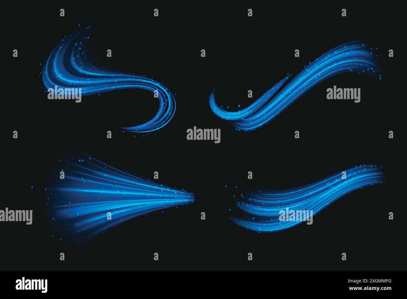 Circle and wave blue wind effect with particles. Realistic 3d vector ...