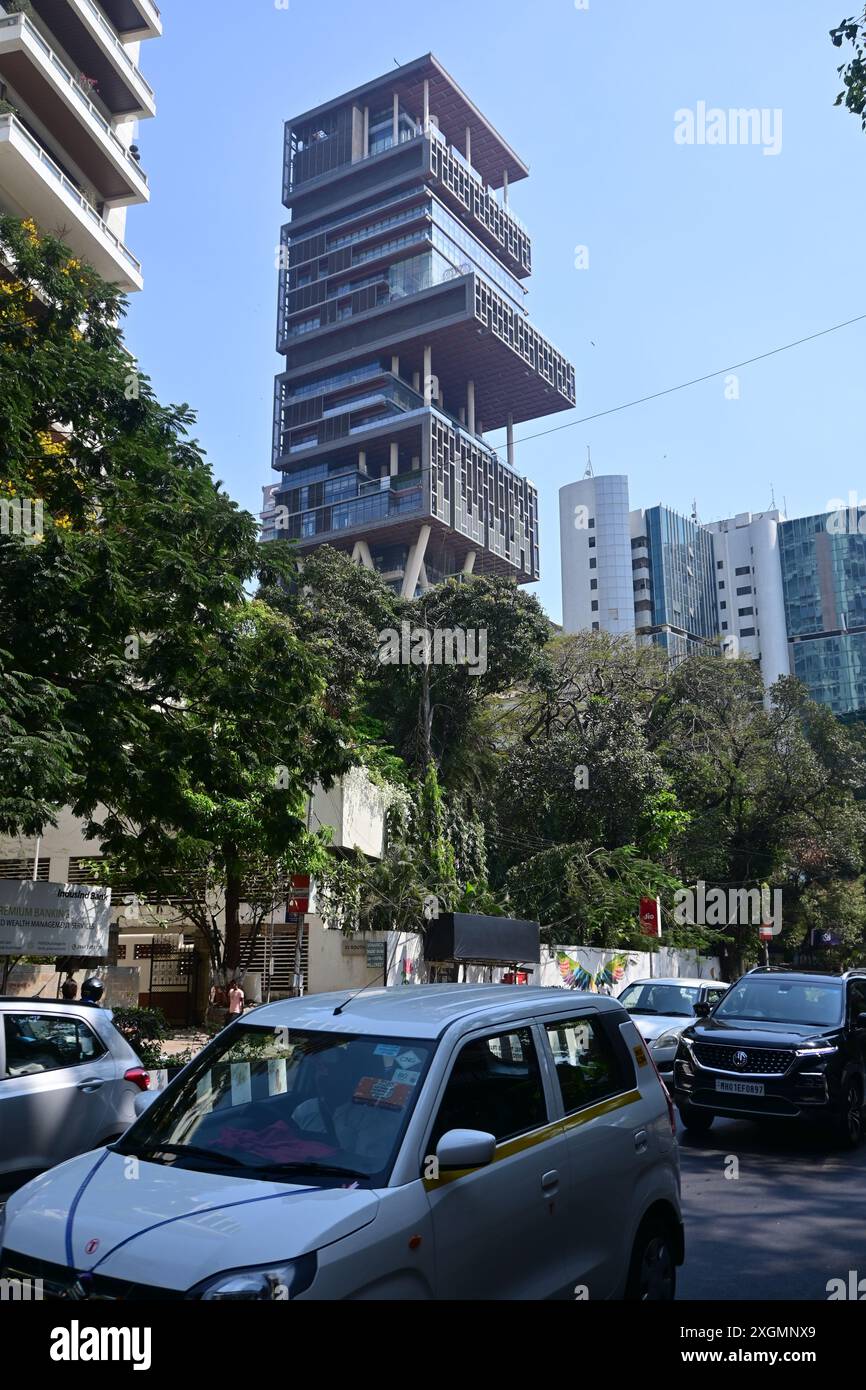 Mumbai, India - April 15, 2024: Antilia building, It is the residence ...