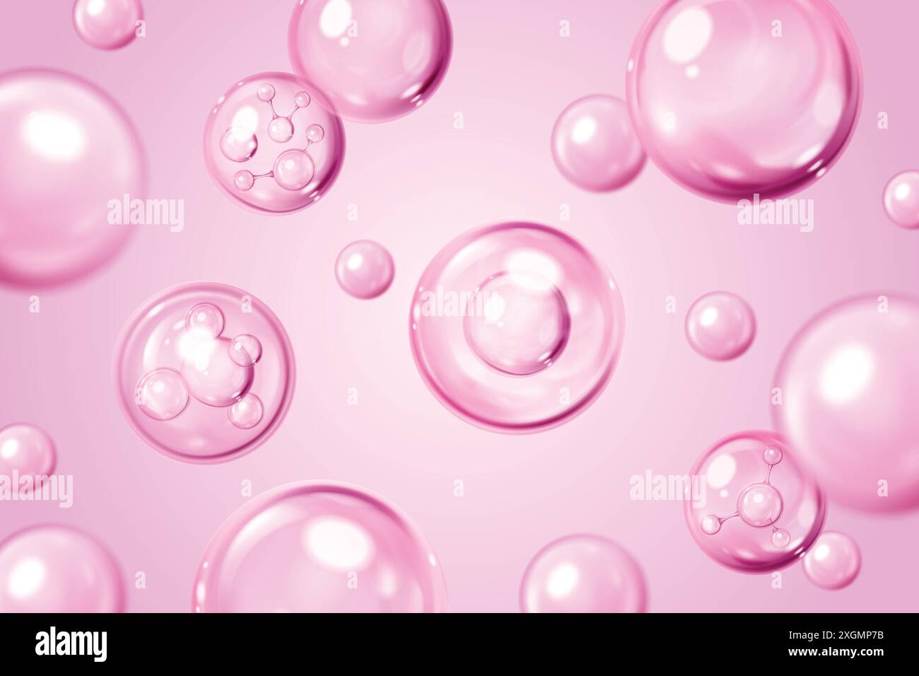 Pink background with collagen cell pattern for skin care concept ...