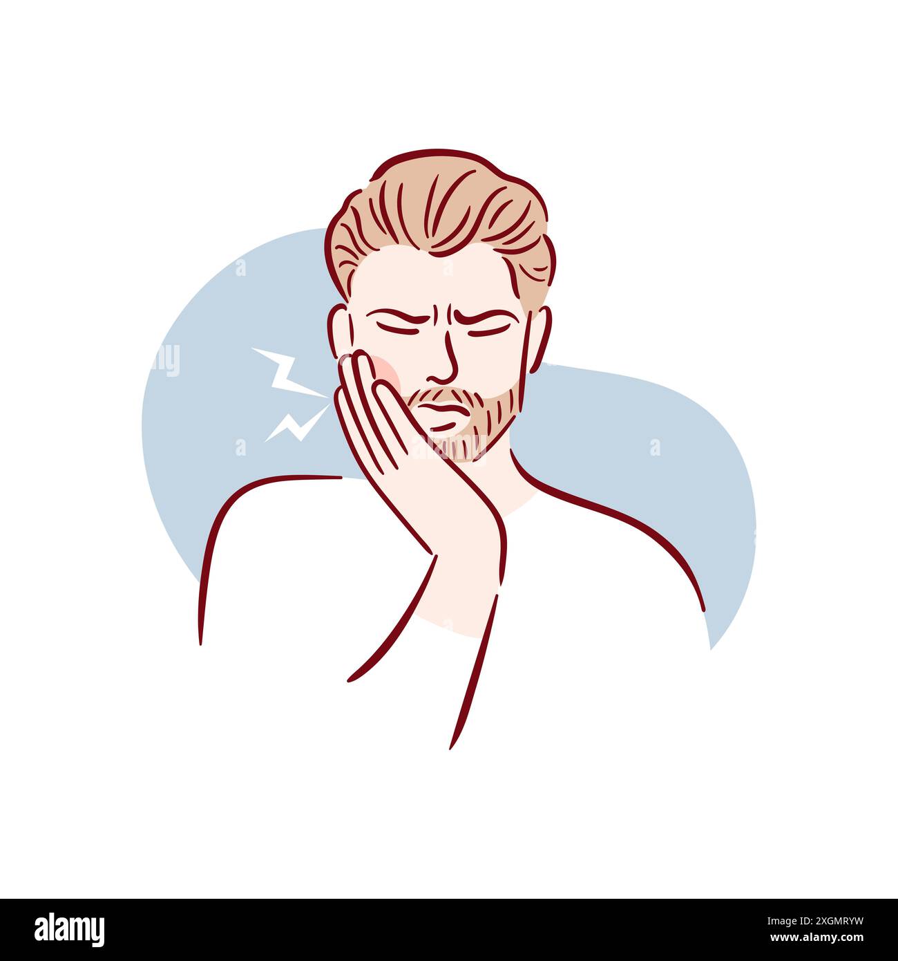 A young man with a beard has a severe toothache. A guy with bad teeth ...