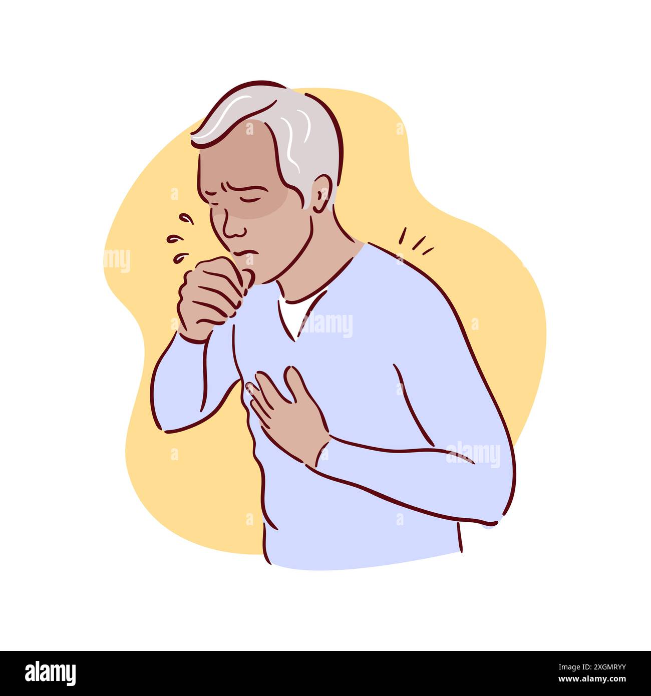 An elderly black man coughs. Disease, unhealthy, Sickness, man unwell ...