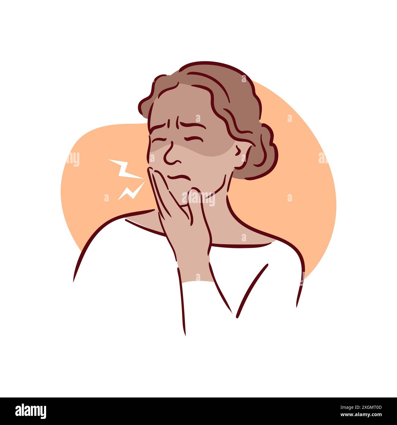 Young woman having painful toothache. A girl with bad teeth clutches ...