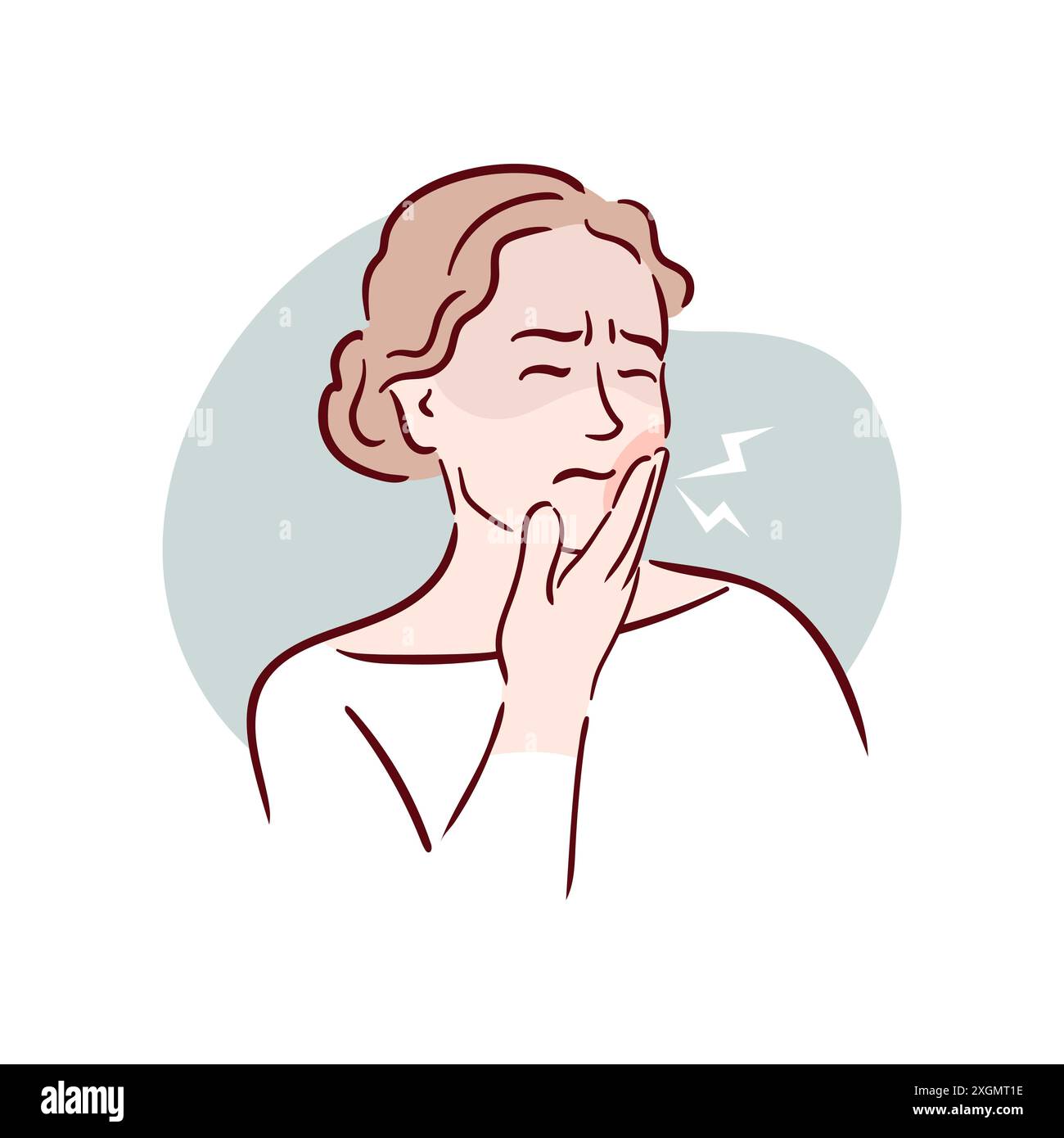 Young woman having painful toothache. A girl with bad teeth clutches ...