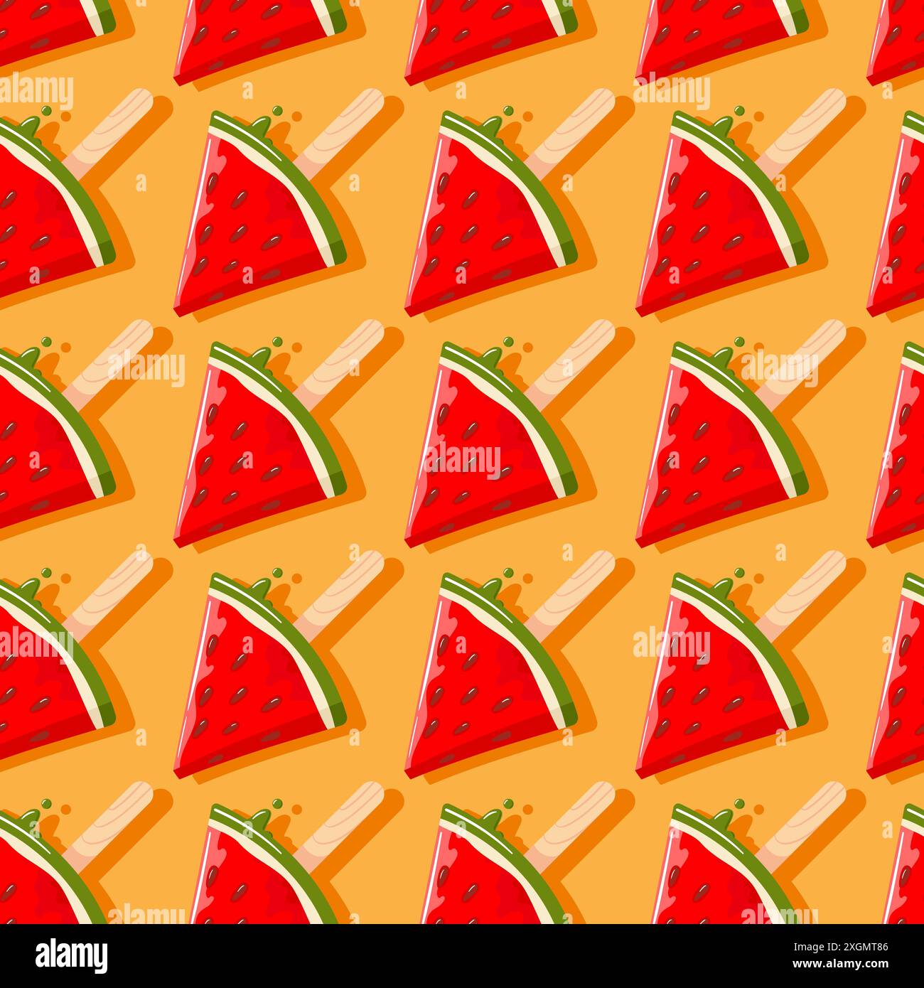 Watermelon ice cream melts and drips. juice fruit ice, popsicle. Frozen ...