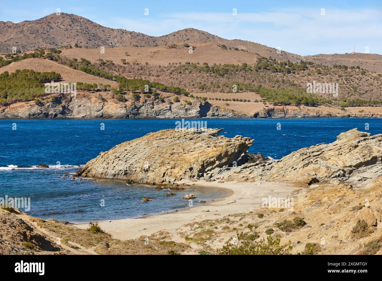 Mediterranean beach in Costa Brava. Borro beach, Colera. Girona, Spain ...