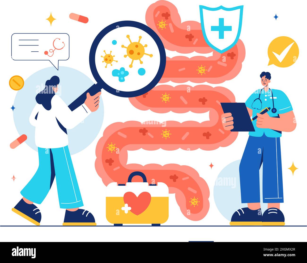 Vector Illustration of a Proctologist or Colonoscopy with a Doctor ...