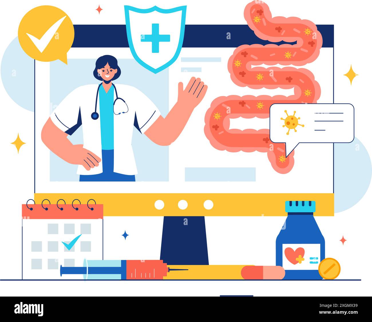 Vector Illustration of a Proctologist or Colonoscopy with a Doctor ...
