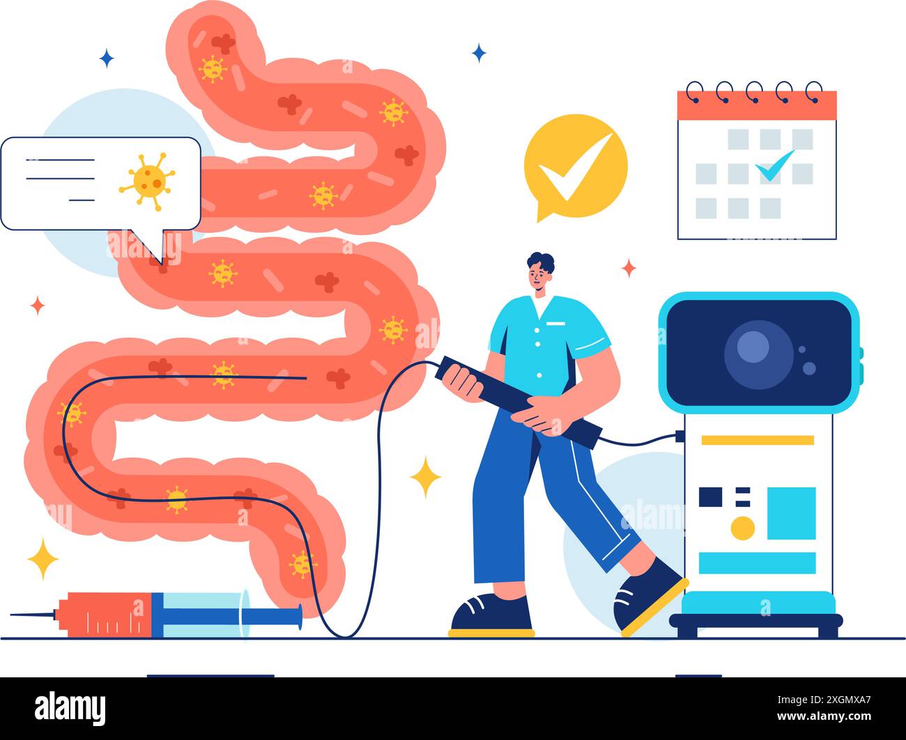 Vector Illustration of a Proctologist or Colonoscopy with a Doctor ...