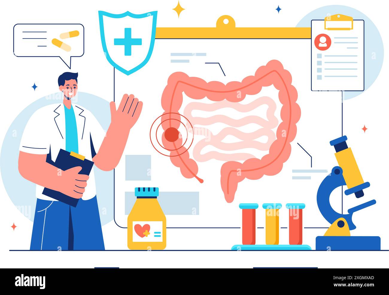 Vector Illustration of a Proctologist or Colonoscopy with a Doctor ...