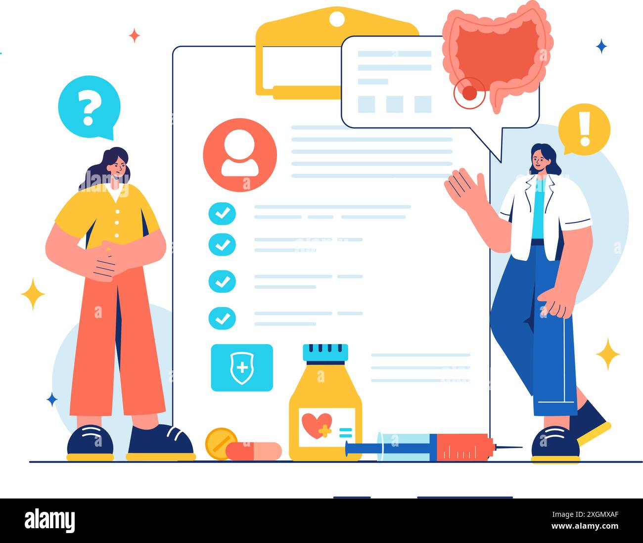 Vector Illustration of a Proctologist or Colonoscopy with a Doctor ...