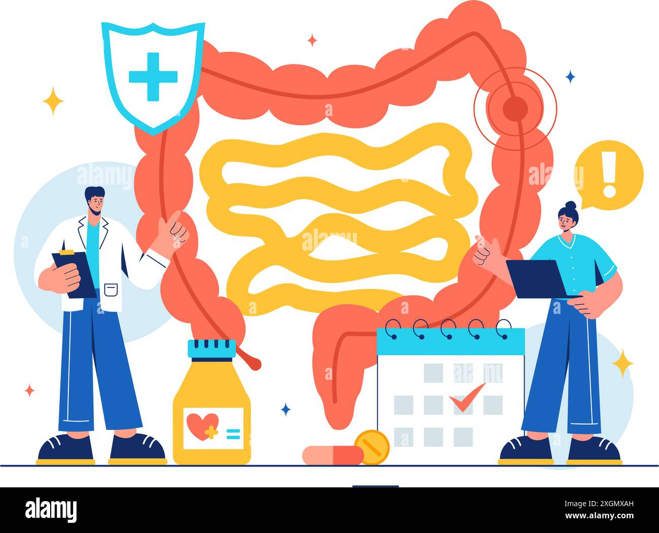 Vector Illustration of a Proctologist or Colonoscopy with a Doctor ...