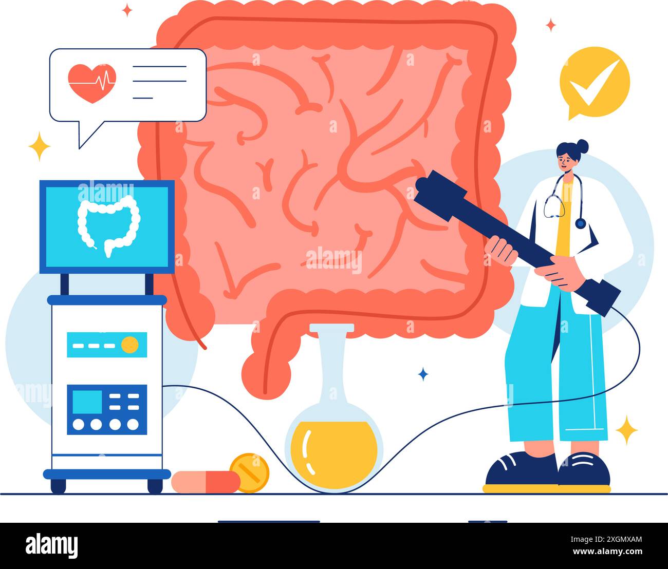 Vector Illustration of a Proctologist or Colonoscopy with a Doctor ...