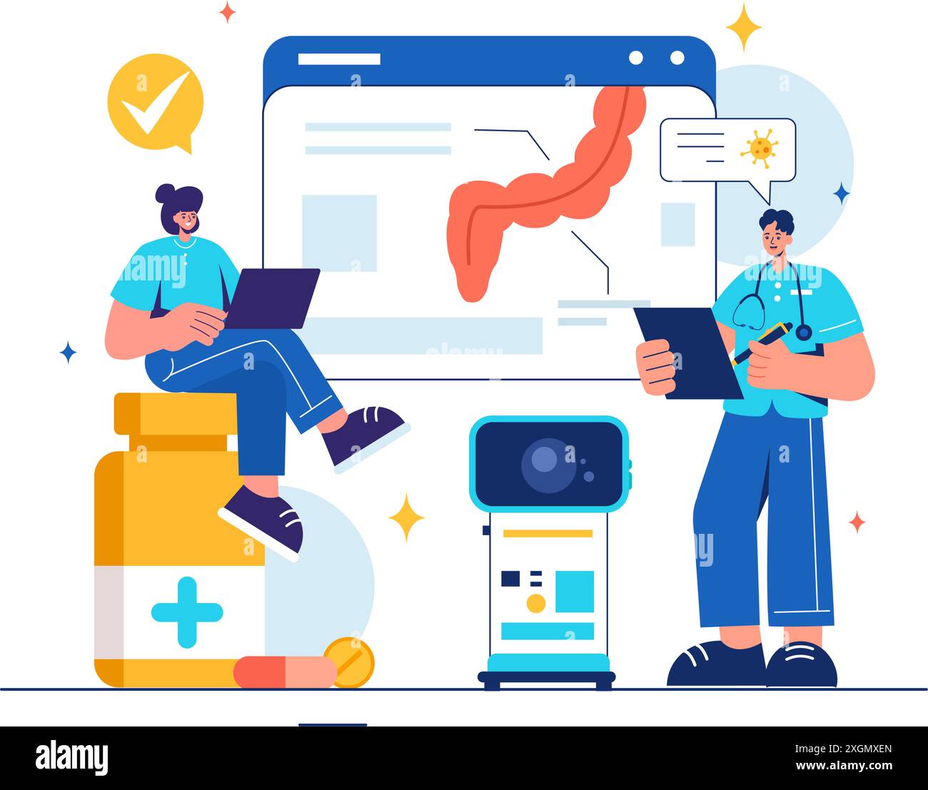 Vector Illustration of a Proctologist or Colonoscopy with a Doctor ...