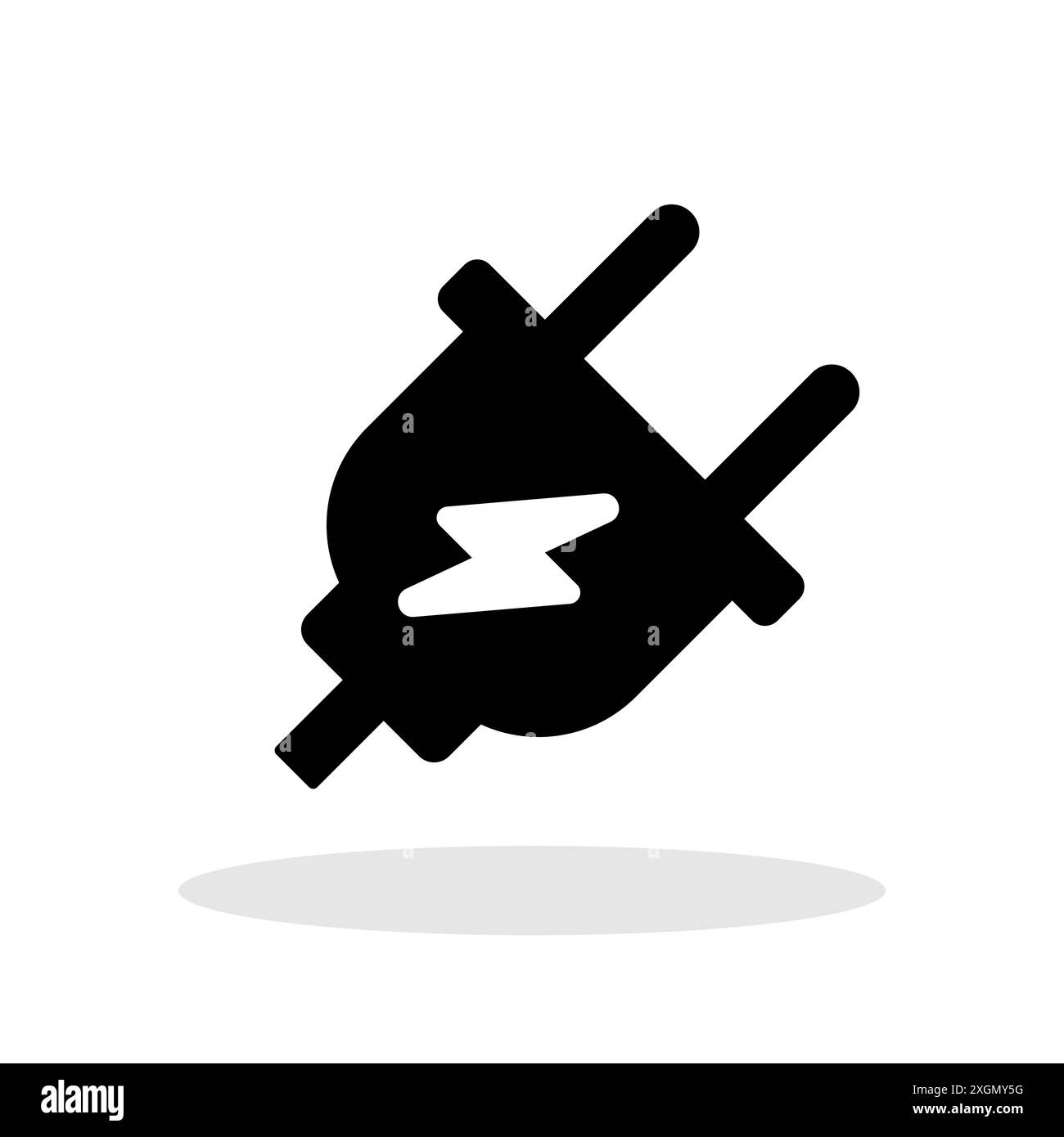 Electric plug icon. Black silhouette of an electric plug with a ...